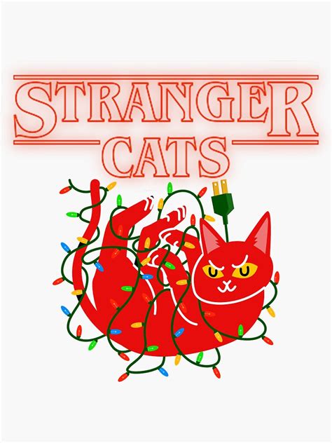 stranger cat in lights sticker for sale by kiwisemporium redbubble