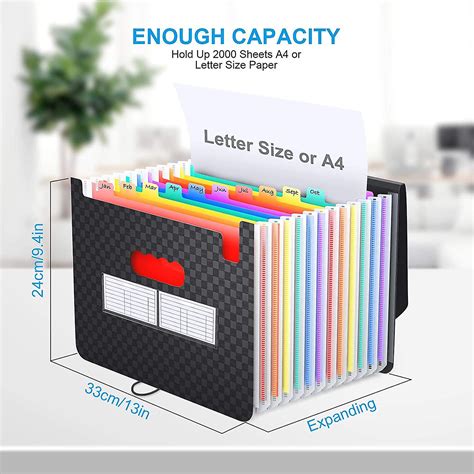 Accordian File Organizer 13 Pockets Expanding File Folder Expandable Cover Portable Filing Box