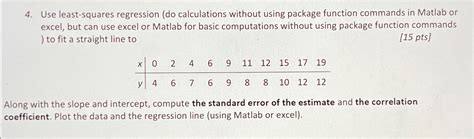 Solved Use Least Squares Regression Do Calculations Without