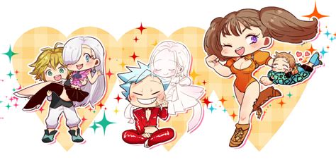 Elizabeth Liones Diane Meliodas King Ban And 1 More Nanatsu No