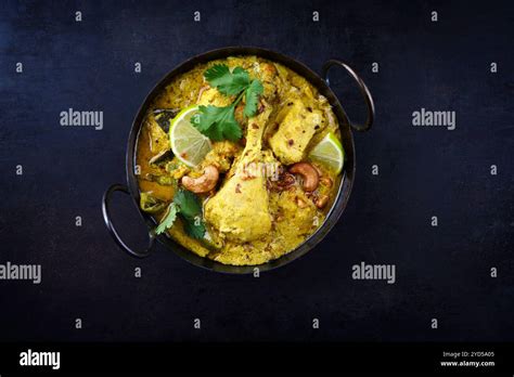 Traditional Spicy Indian Chicken Madras Curry With Drumsticks Stock
