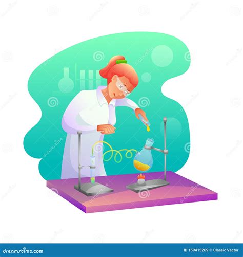 Biochemist Making Research Flat Character Stock Vector Illustration