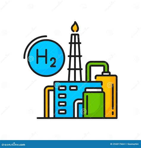 Hydrogen Green Fuel Energy H2 Production Plant Stock Vector