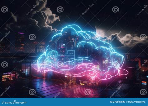 The Futuristic Fusion Neon Clouds And City Landscape Reimagined By