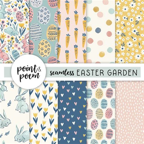 Easter Digital Papers Spring Digital Papers Doodle Rabbits And