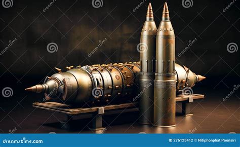 Warhead Missiles And Explosions In Background War Concept 3d Rendered