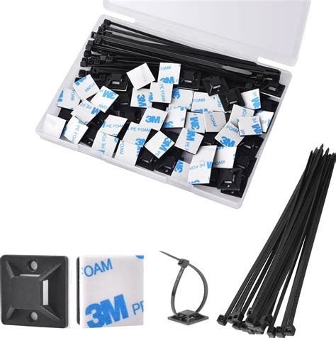Amazon Strong Back Glue Self Adhesive Cable Zip Tie Mounts Kit Set Cable Management