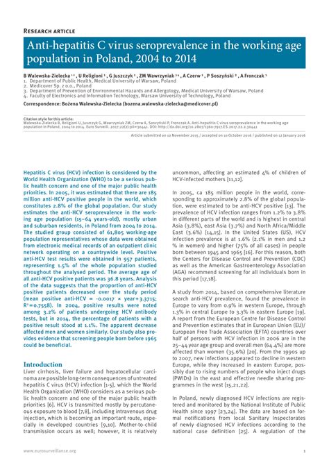 Pdf Anti Hepatitis C Virus Seroprevalence In The Working Age