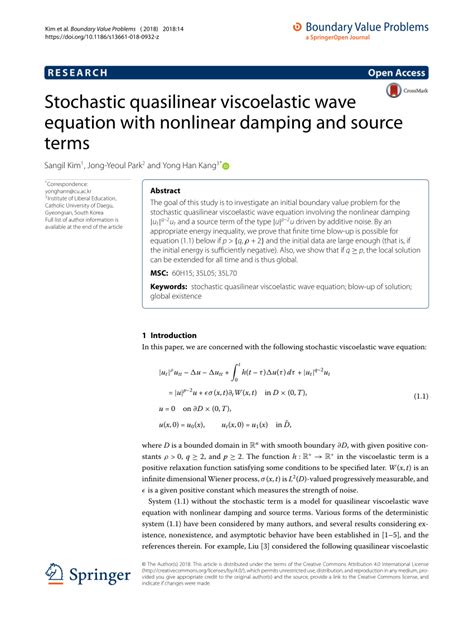 Pdf Stochastic Quasilinear Viscoelastic Wave Equation With Nonlinear Damping And Source Terms