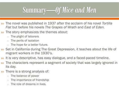 Of Mice And Men Synopsis And Interpretation