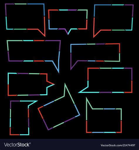 Set Of Speech Bubbles Linear Icons Colorful Vector Image