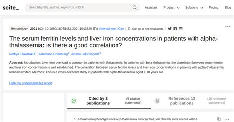 The Serum Ferritin Levels And Liver Iron Concentrations In Patients