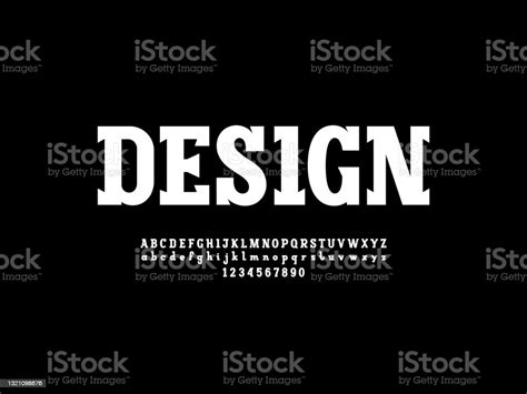 트렌디 한 흰색 글꼴 대담한 슬래브 세리프 알파벳 어퍼 케이스 및 A에서 Z와 아랍 번호에 소문자 라틴어 문자 0 에서 9 수제