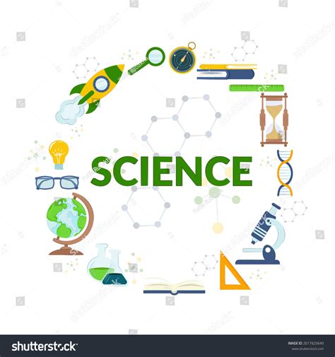 Set Subjects Science Objects Symbols Laid Stock Vector Royalty Free 2017825649 Shutterstock