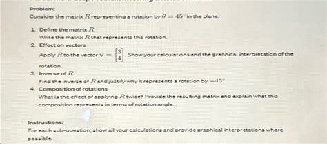 Solved Problemconsider The Matrix R ﻿representing A