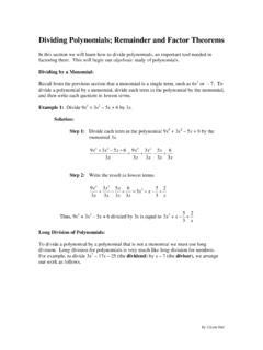 Dividing Polynomials Remainder And Factor Theorems Dividing Polynomials Remainder And Factor