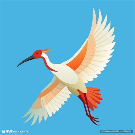 飞行在天空中的朱鹮设计图鸟类生物世界设计图库昵图网