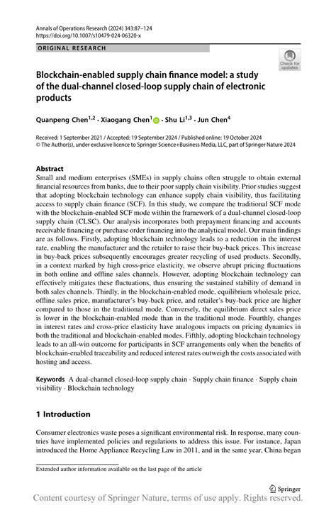 Blockchain Enabled Supply Chain Finance Model A Study Of The Dual