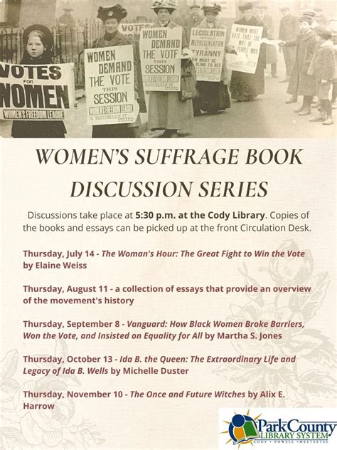 Womens Suffrage Book Discussion Series Cody Journal