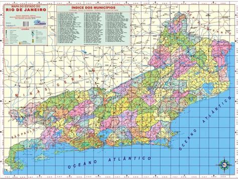 Mapa Político Rodoviário E Turístico Do Estado Do Rio De Janeiro