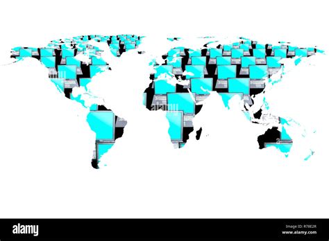 World Map And Computers Stock Photo Alamy