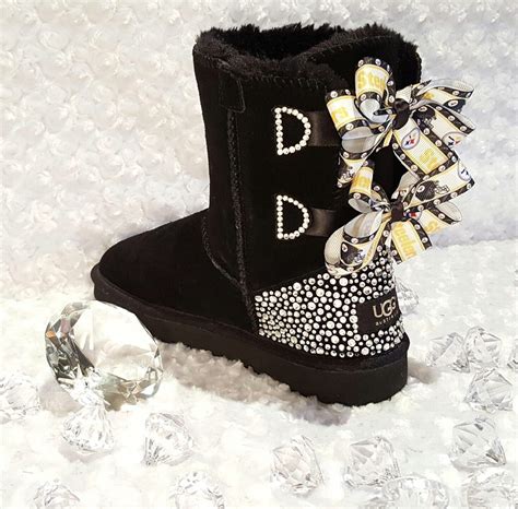 Bling Ugg Bailey Bow Boots Womens Custom Black Etsy
