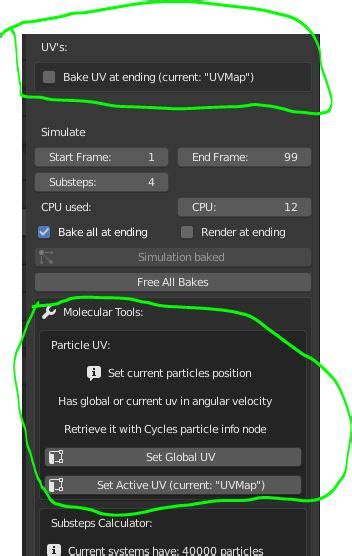 How Do I Bake Particle UV S At End Of Simulation In Molecular Script Add On Blender Stack Exchange