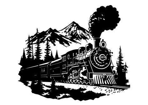 Passenger Train Clipart Black And White