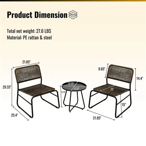 Dropship Patio Furniture Set 3 Piece Mixture Pattern Pe Rattan Steel Frame And Modern Round