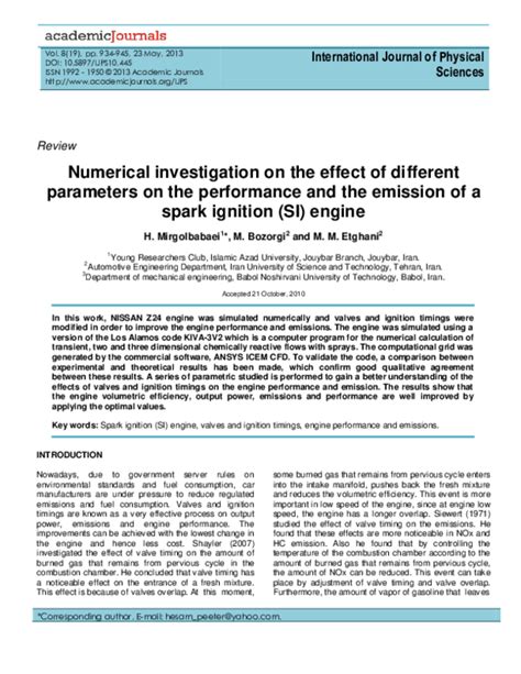 Pdf Numerical Investigation On The Effect Of Different Parameters On