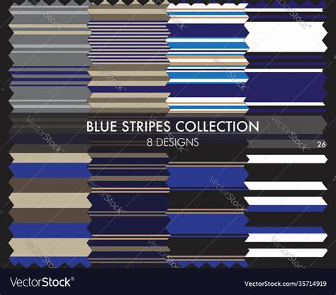 Blue Stripe Seamless Pattern Collection Royalty Free Vector