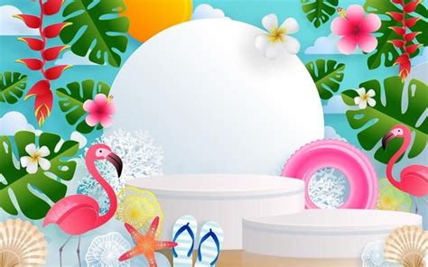 다채로운 열 대 꽃으로 여름 연단