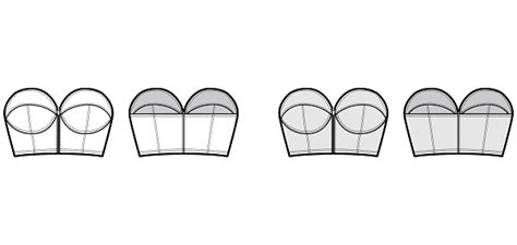 지퍼업 클로저 스트랩리스 슬림핏 크롭 길이가 있는 데님 뷔스티에 탑 테크니컬 패션 일러스트 플랫 브라 0명에 대한 스톡 벡터