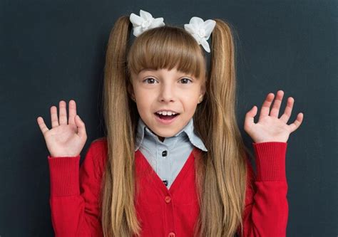 Premium Photo Surprised Schoolgirl At The Chalkboard Background In