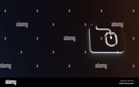 3d Rendering Of White Light Stripe Symbol Of Mousepad With Mouse And Wire On Dark Background