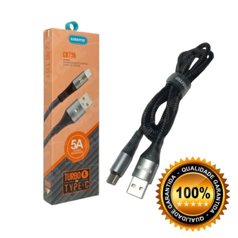Cabo Carregador Kimaster Refor Ado Tipo C Turbo Shopee Brasil