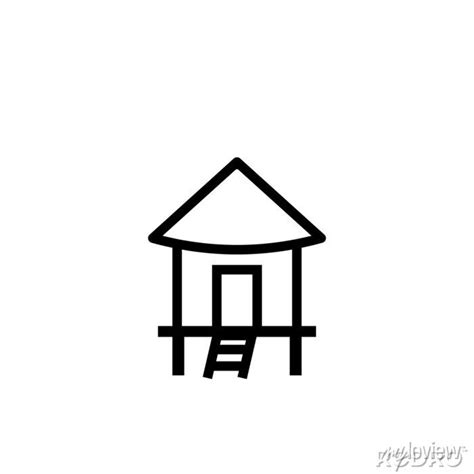 Nipa Hut Simple Line Icon Clipart Image Isolated On White Background