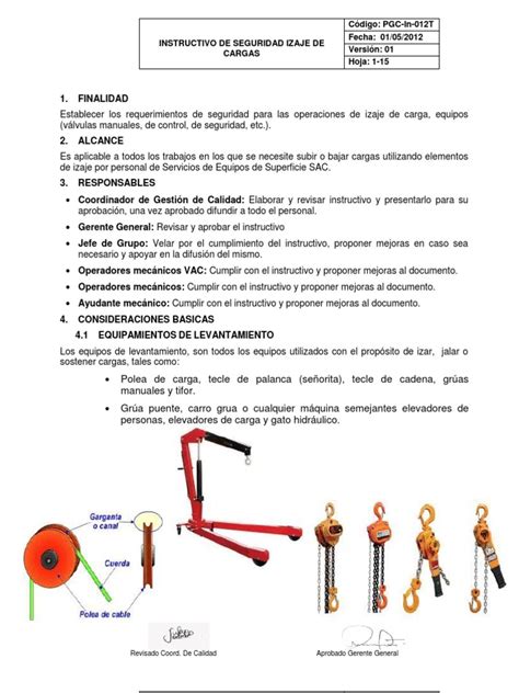 Inst De Seguridad Para Izaje De Equipos Pdf Calidad Comercial Acero