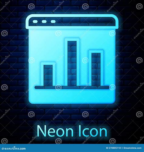 Glowing Neon Graph Chart Diagram Infographic Icon Isolated On Brick