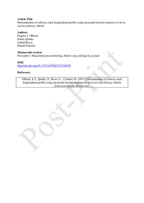Pdf Determination Of Railway Track Longitudinal Profile Using