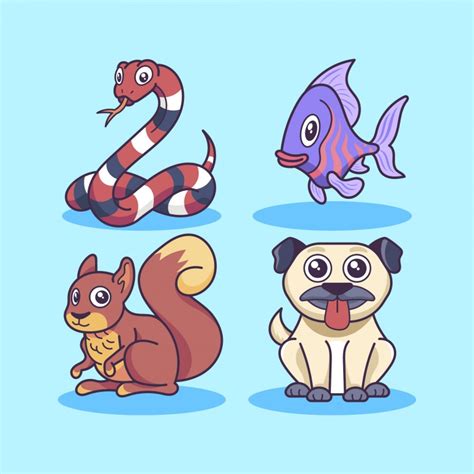 دانلود مجموعه 4 عددی وکتور طرح حیوانات با پس زمینه رنگ آبی دانلود رایگان فایل لایه باز، Psd