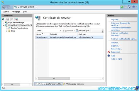 Sécuriser Son Serveur Web Iis Grâce à Ssl Sous Windows Server 2012 Windows Server