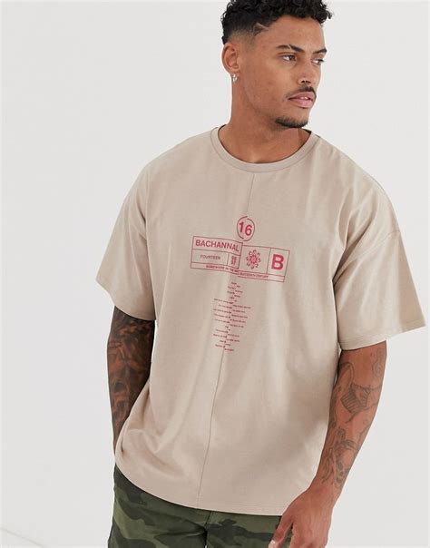 Asos Design Oversized T Shirt With Splice Text Detail In Heavyweight