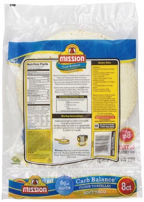 Mission Whole Wheat Tortilla Nutrition Facts