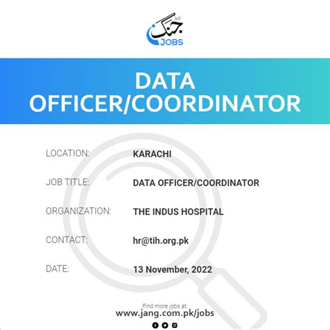 Data Officer Coordinator Job The Indus Hospital Jobs In Karachi 55142