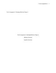Unit Assignment Reading Reflection Paper Docx Unit Assignment