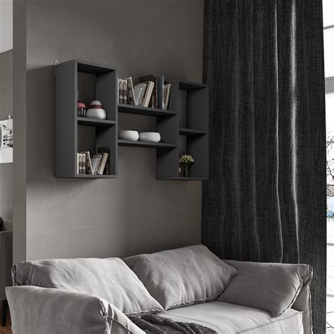 ᐉ Полка настенная Moreli T 11 для книг и декора Антрацит • Купить в Киеве Украине • Лучшая цена