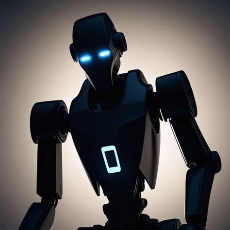 Minimalist Robot Silhouette On Glowing Digital Background Futuristic Ai