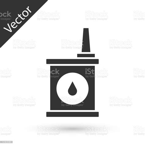 흰색 배경에 격리 된 모터 머신 오일 아이콘의 회색 캐니스터 오일 갤런 오일 변경 서비스 및 수리 벡터 가솔린에 대한 스톡 벡터