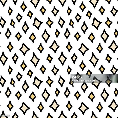 황금 빛은 매끄러운 패턴별별 귀여운 손으로 그린 낙서 스타일 마름모 다이아몬드투명 흰색 배경에 반짝입니다 빛나는 빛나는 마법 추상 미술 벽지 질감 그래픽 프린트에 대한 스톡